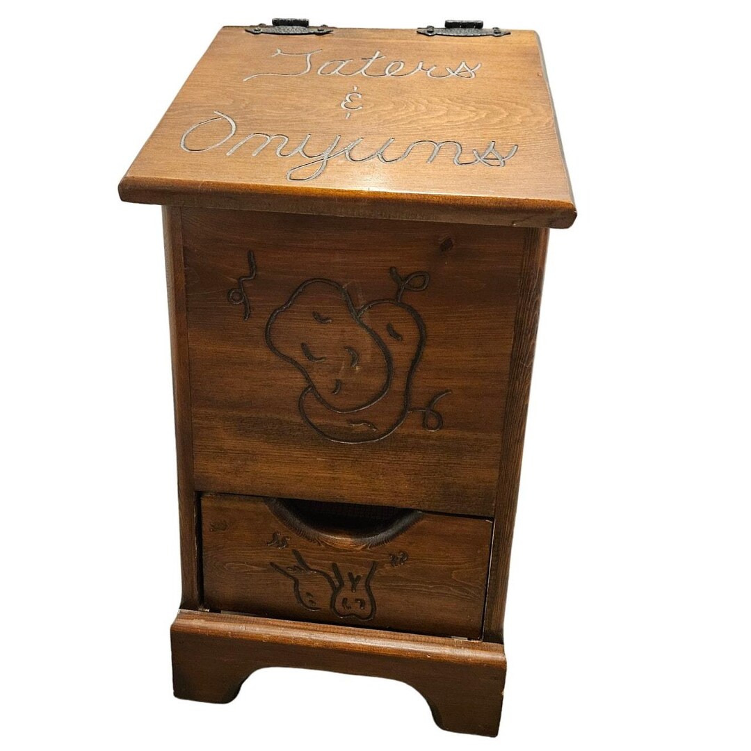 Vintage 70s Taters Potato Onion Box Cellar Wooden Handmade Cottage ...