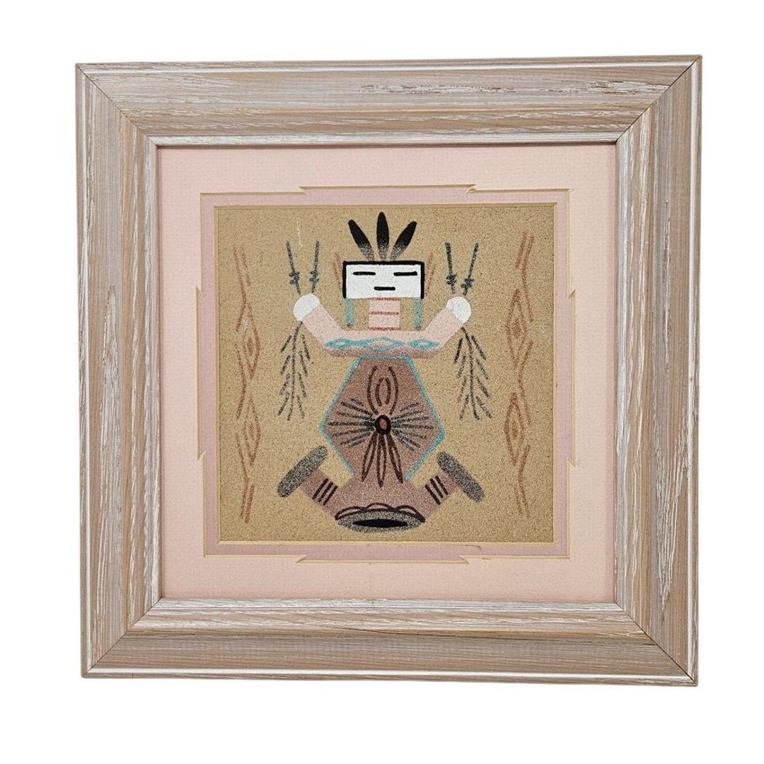 Navajo Sand Painting Mother Earth Yei Female Signed Western Native Art ...