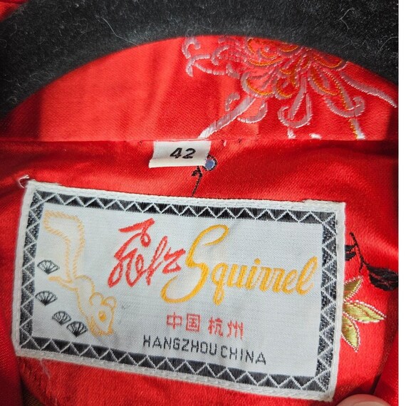 Vintage Solz Squirrel 42 Red Chinese Long Dress Flora… - Gem
