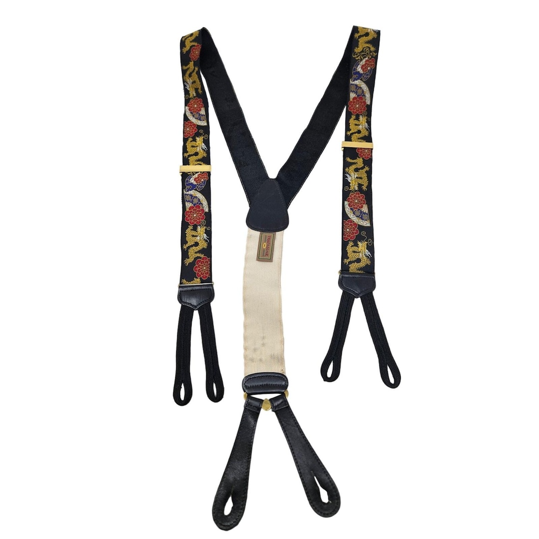 Trafalgar Limited Edition Chinese Dragon Silk Suspenders Formal Black ...