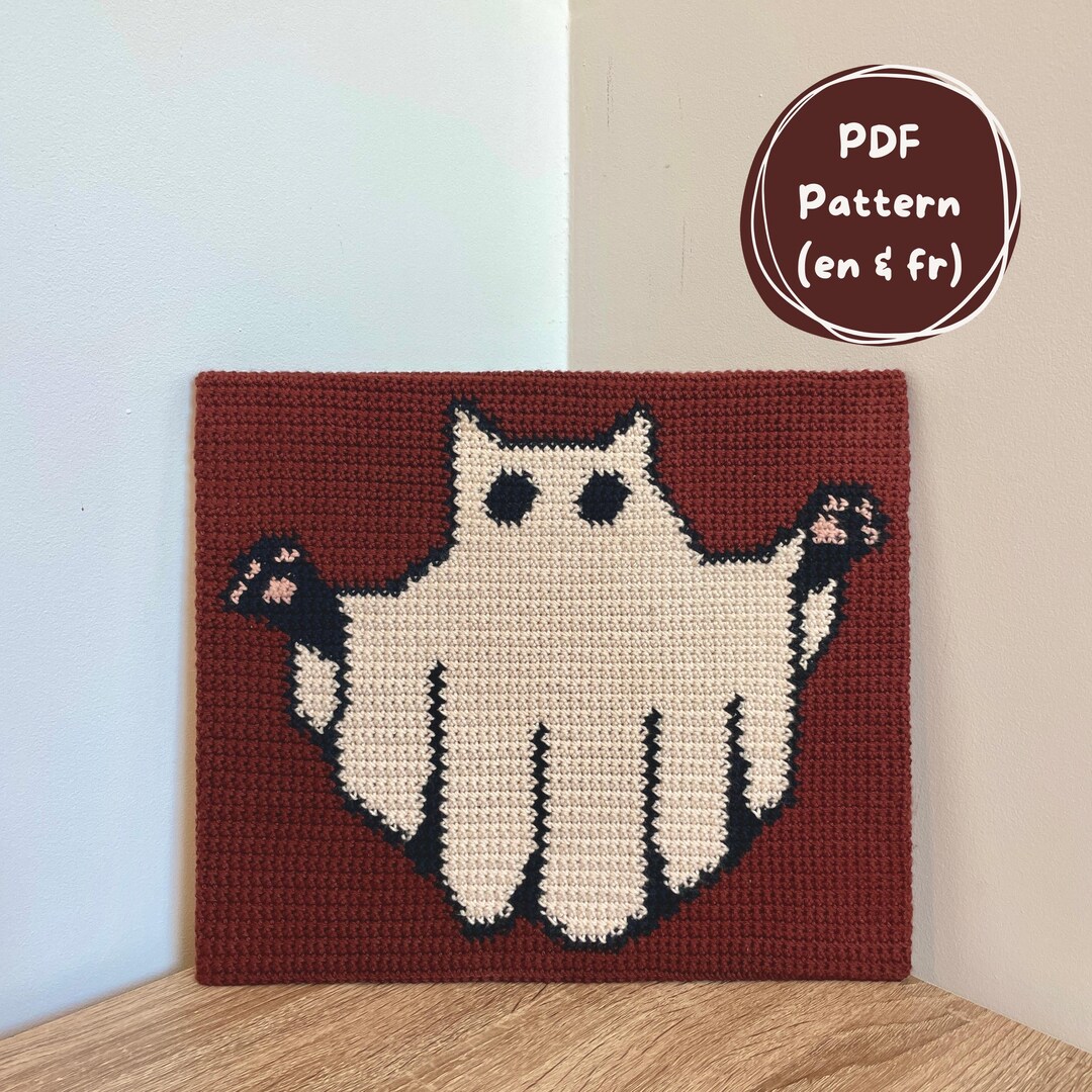 Tapestry Crochet Pattern " the Ghost Cat " - Spooky Cats Tapestry ...
