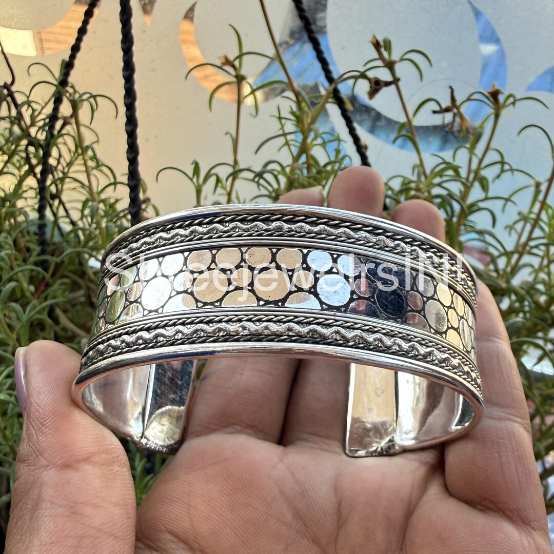 Handmade Sterling Silver Wide Cuff Bangle, Adjustable - Etsy