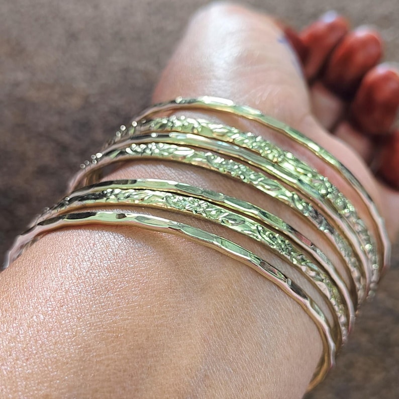 24k Gold Plated Brass Bangle Set: West Indian Stacking Bracelets - Etsy