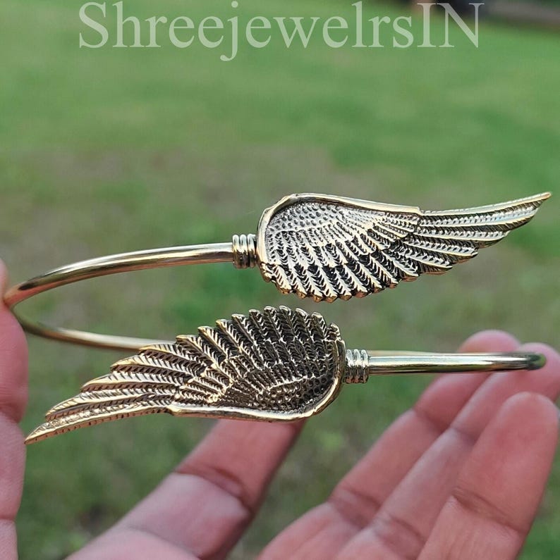 Brass Angel Wing Arm Cuff: Tribal Boho Stacking Bracelet - Etsy