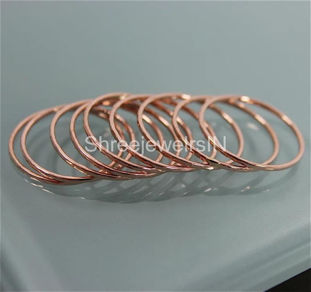 Hammered Copper Ring Set: Thin Stacking Bands, Arthritis Jewelry - Etsy