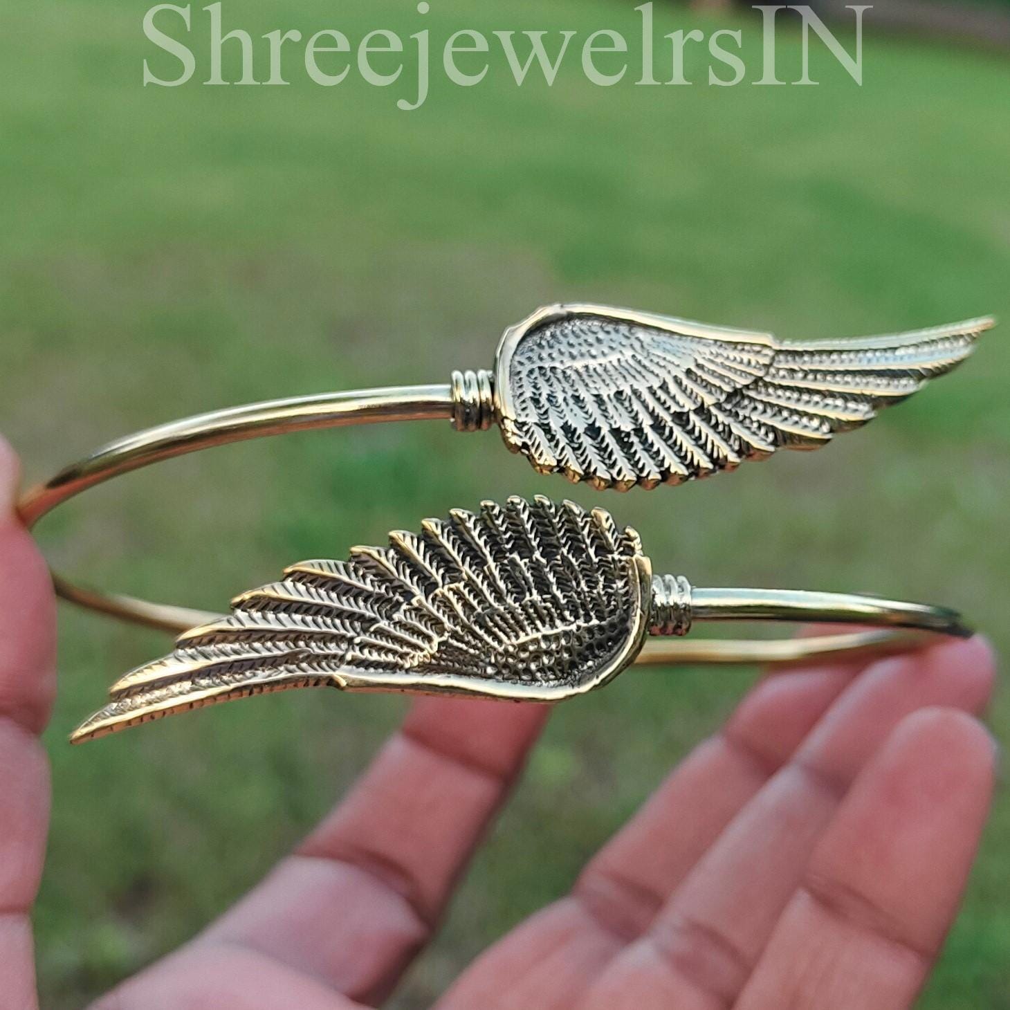 Brass Angel Wing Arm Cuff: Tribal Boho Stacking Bracelet - Etsy