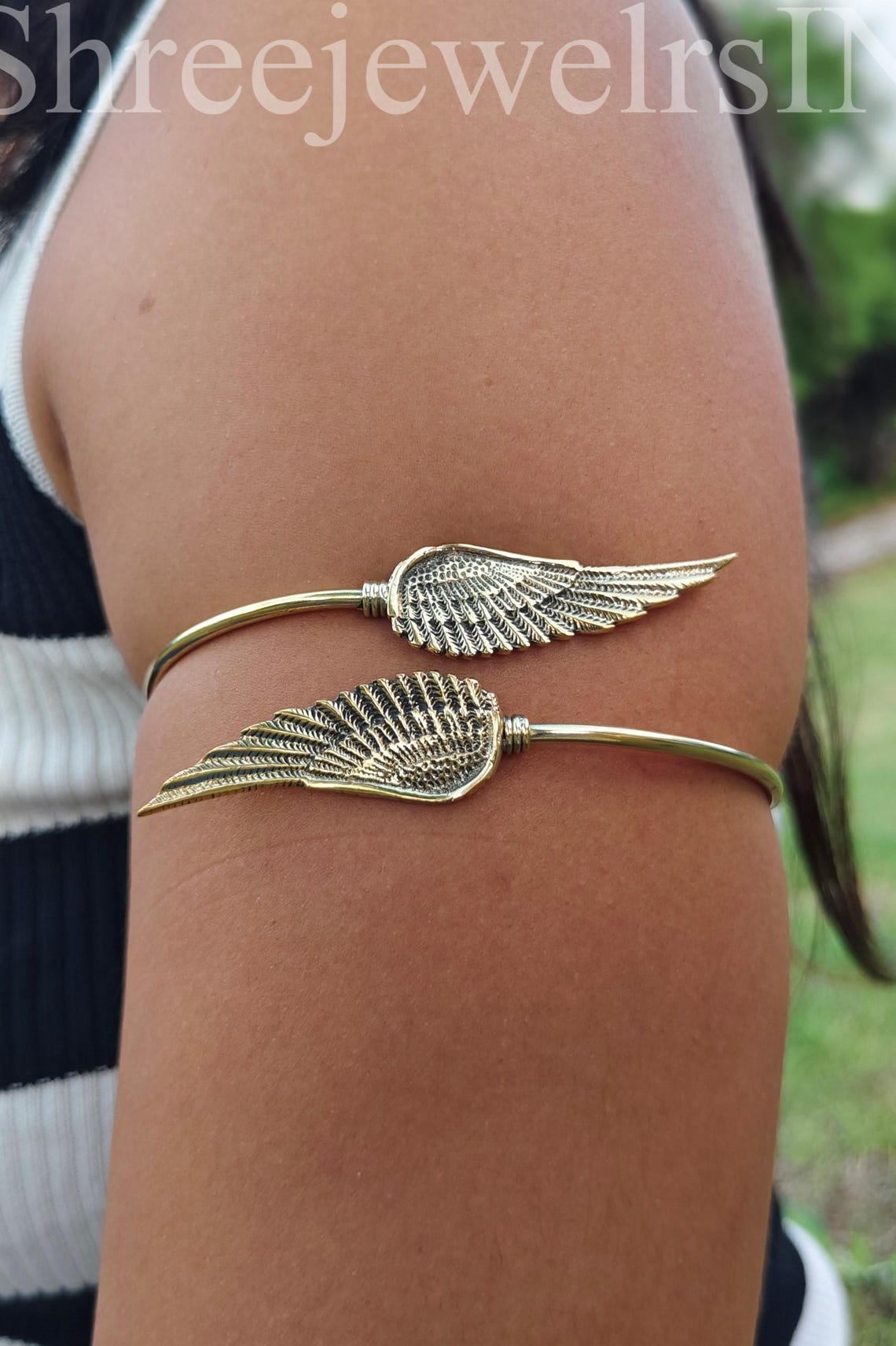 Brass Angel Wing Arm Cuff: Tribal Boho Stacking Bracelet - Etsy