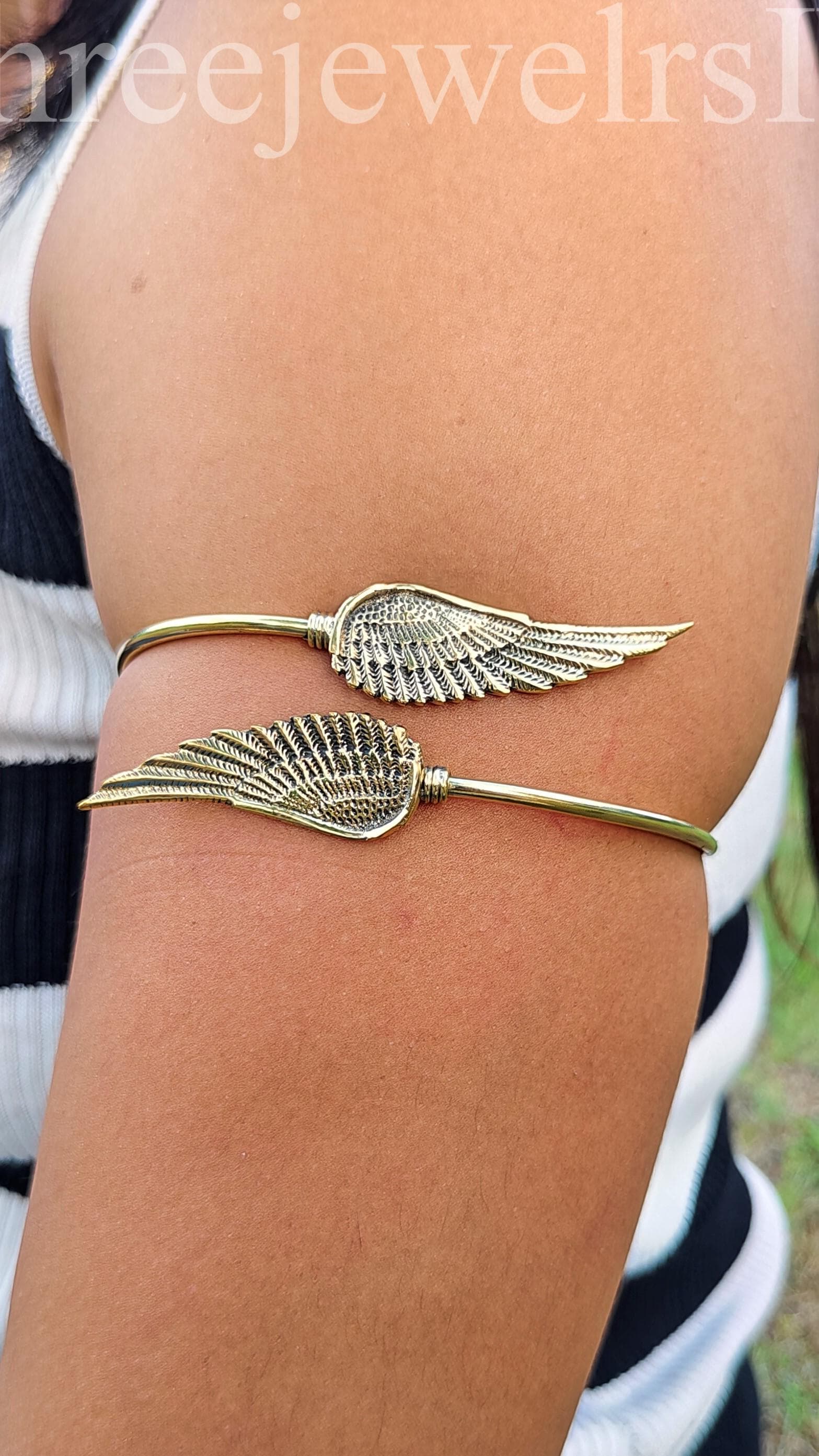 Brass Angel Wing Arm Cuff: Tribal Boho Stacking Bracelet - Etsy
