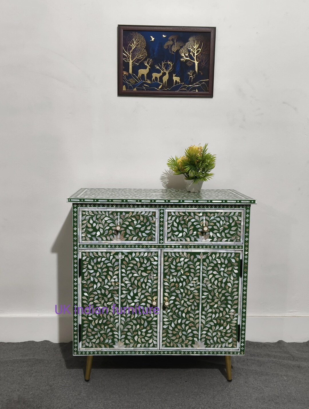 Handmade 2 Drawer 2 Door Cabinet Chest, Mop Inlay Buffet, Mop Inlay ...