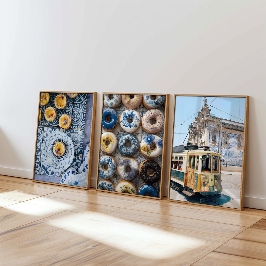 Portugal Poster Set Portuguese Pastry Poster. Donut Kitchen Print ...