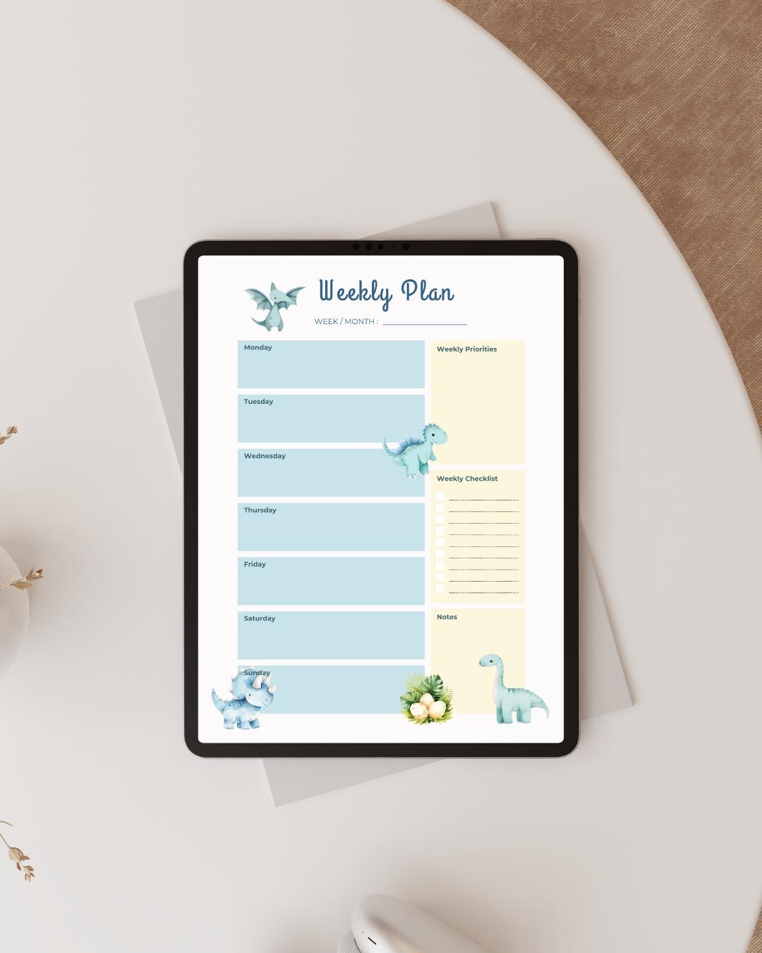 Dinosaur Weekly Planner Printable | Kids Weekly Planning Sheet | Fun ...