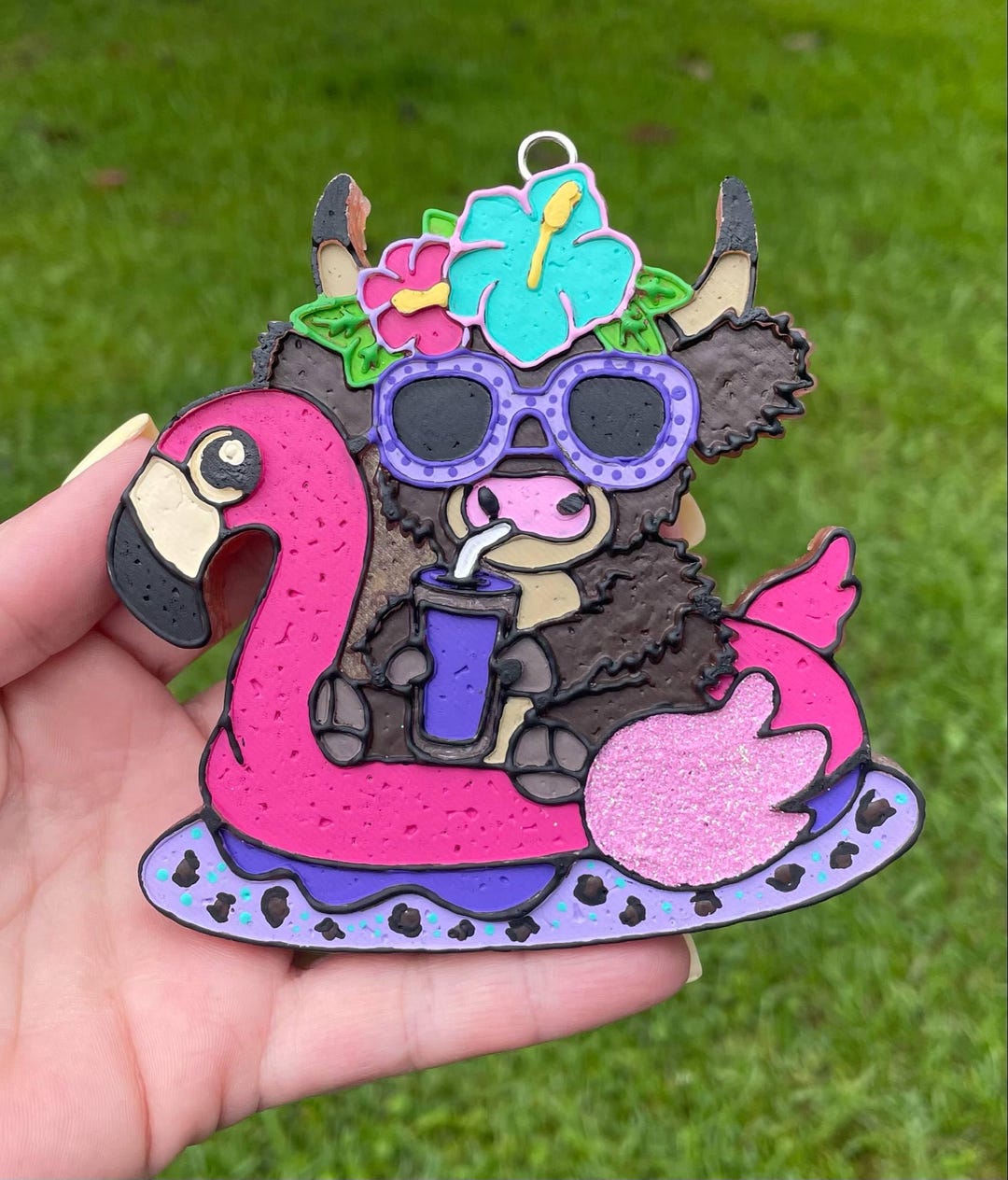 Cow on Flamingo Floatie Freshie Mold! - Etsy