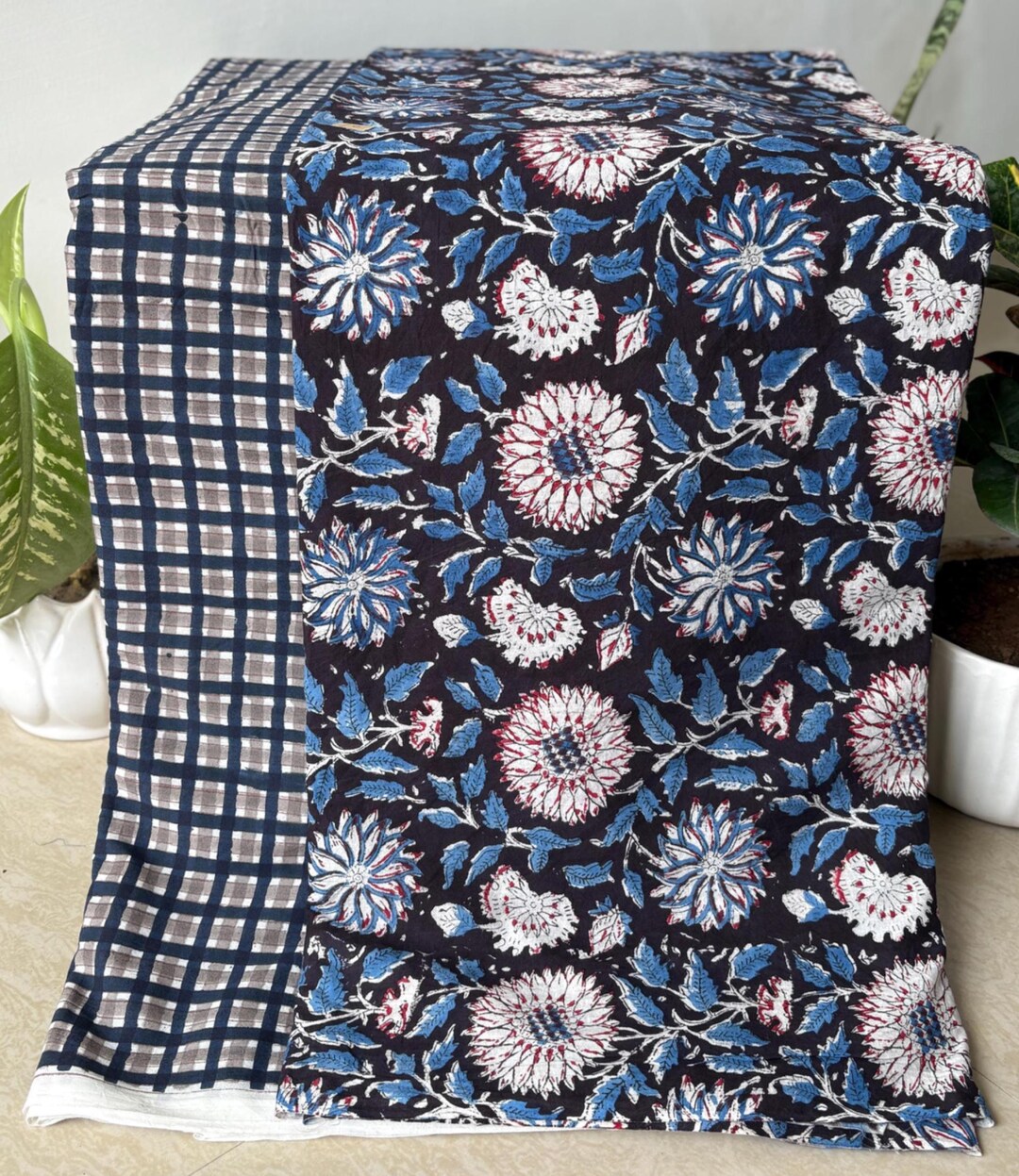 Hand Block Print Cotton Fabric: Indian Dressmaking Sewing Material - Etsy