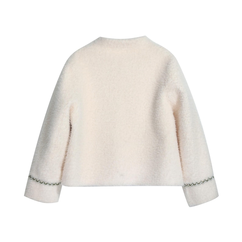 French Chic Ivory Boucle Jacket With Scallop Trim Pockets - Etsy