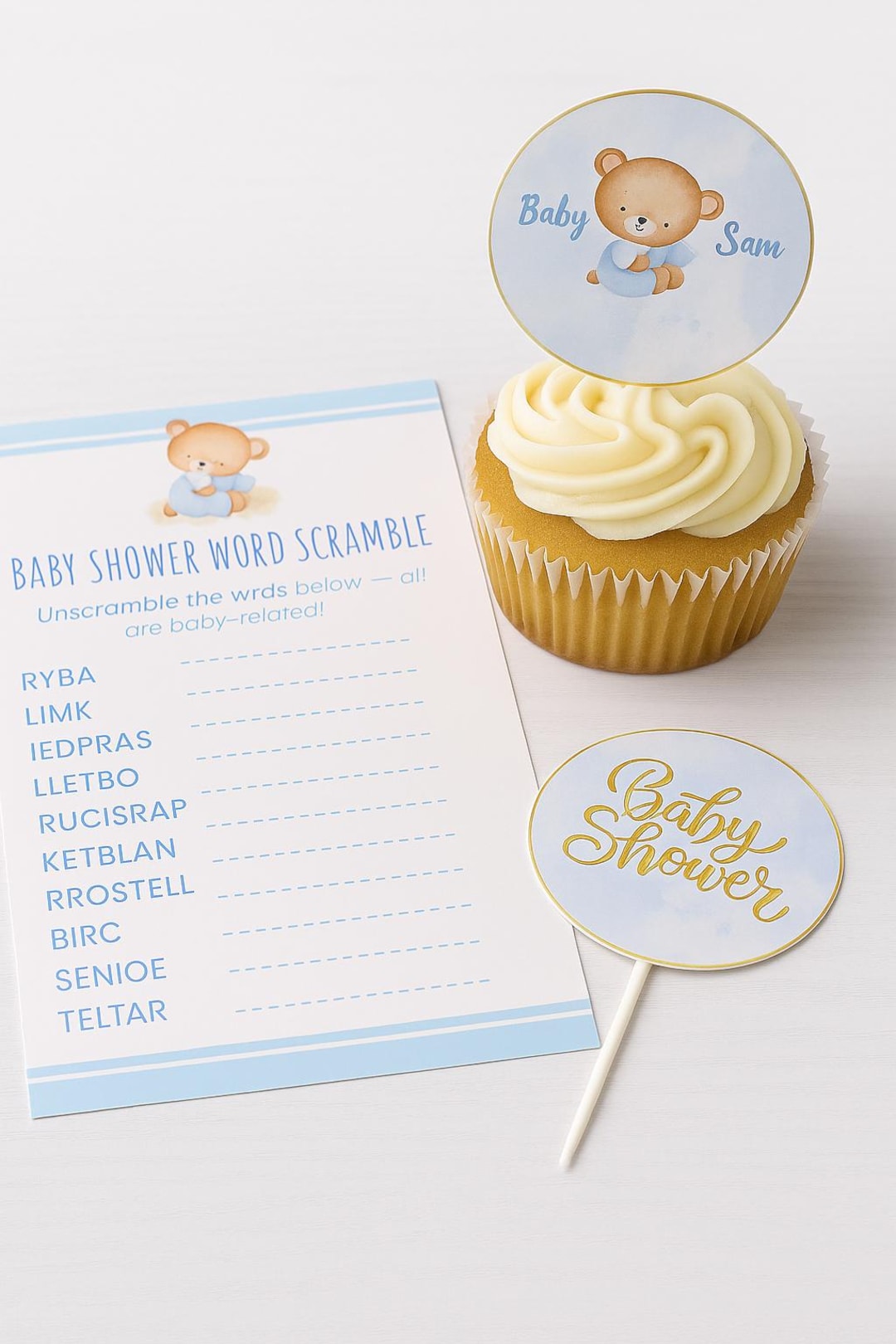 Baby Shower Games Bundle (boy): Blue Teddy Bear Theme (printable PDF ...