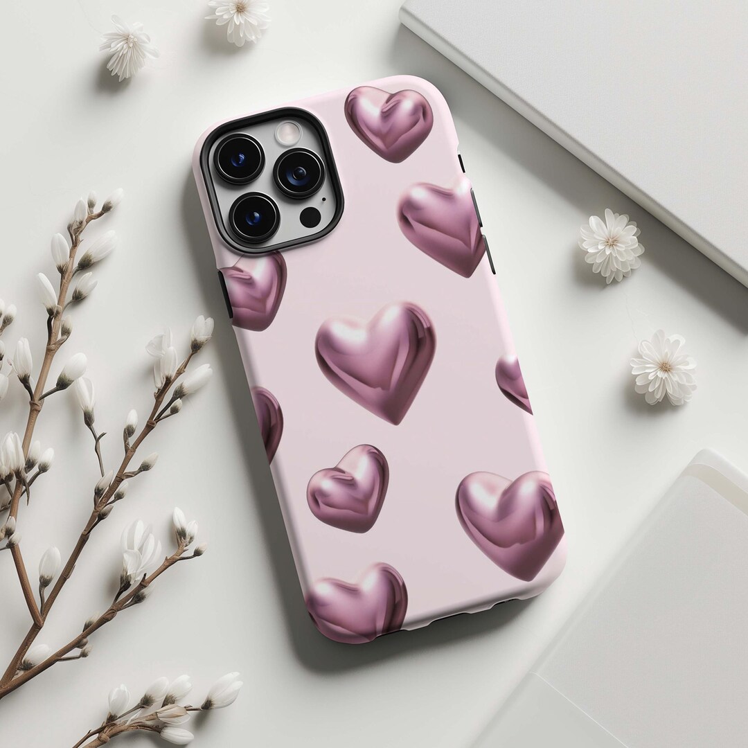 Pinkish-purple Metallic Heart Phone Case,romantic Girly Valentines ...