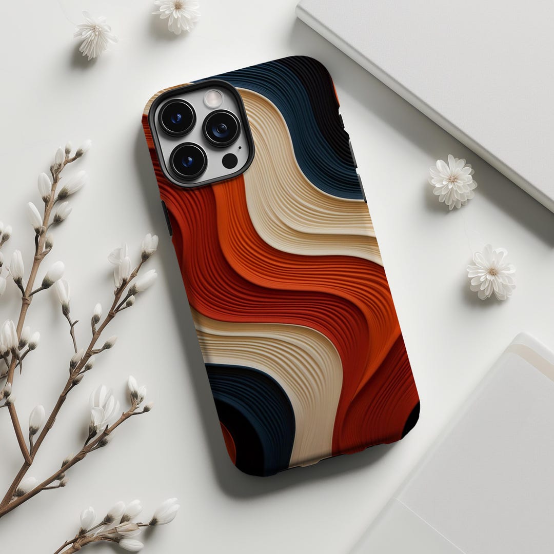 Colorful Wavy Lines Phone Case,Colorful three-dimensional wavy lines ...