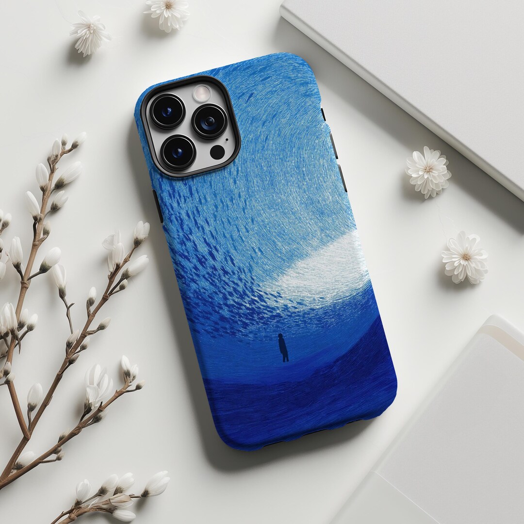 Deep Blue Vortex and Human Phone Case,minimalist Profound and Lonely ...
