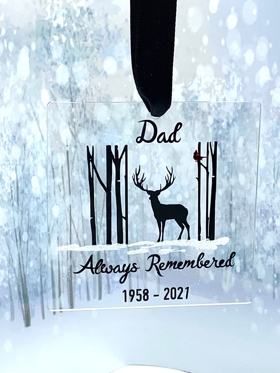 Cardinal "always Remembered" Memorial Ornament. Personalized & Dated ...
