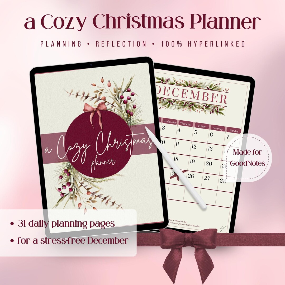 Digital Cozy Christmas Planner | Hyperlinked Goodnotes Planner ...