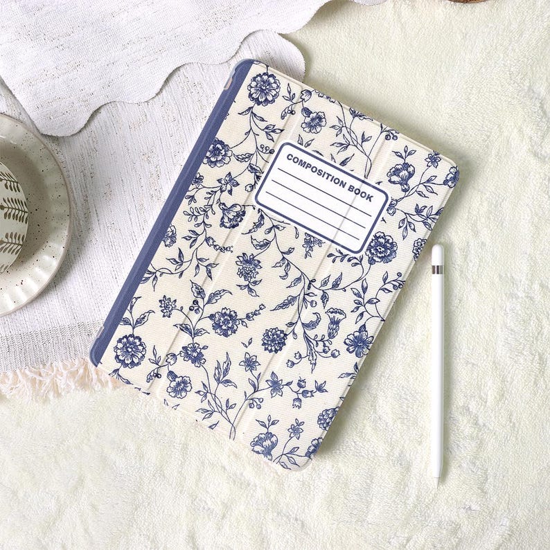 Composition Book Floral Custom iPad Case With Pencil Holder for 2025 ...