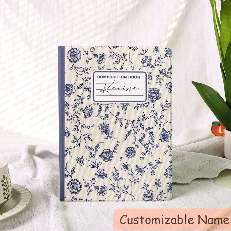 Composition Book Floral Custom iPad Case With Pencil Holder for 2025 ...