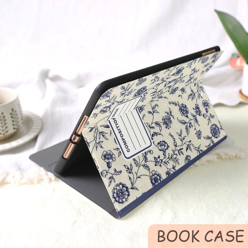Composition Book Floral Custom iPad Case With Pencil Holder for 2025 ...