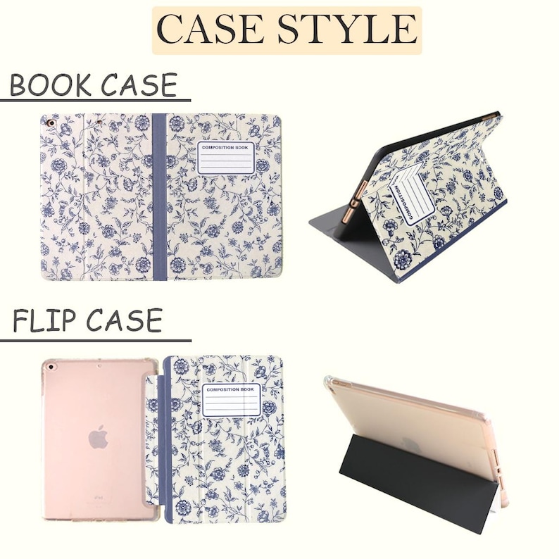 Composition Book Floral Custom iPad Case With Pencil Holder for 2025 ...