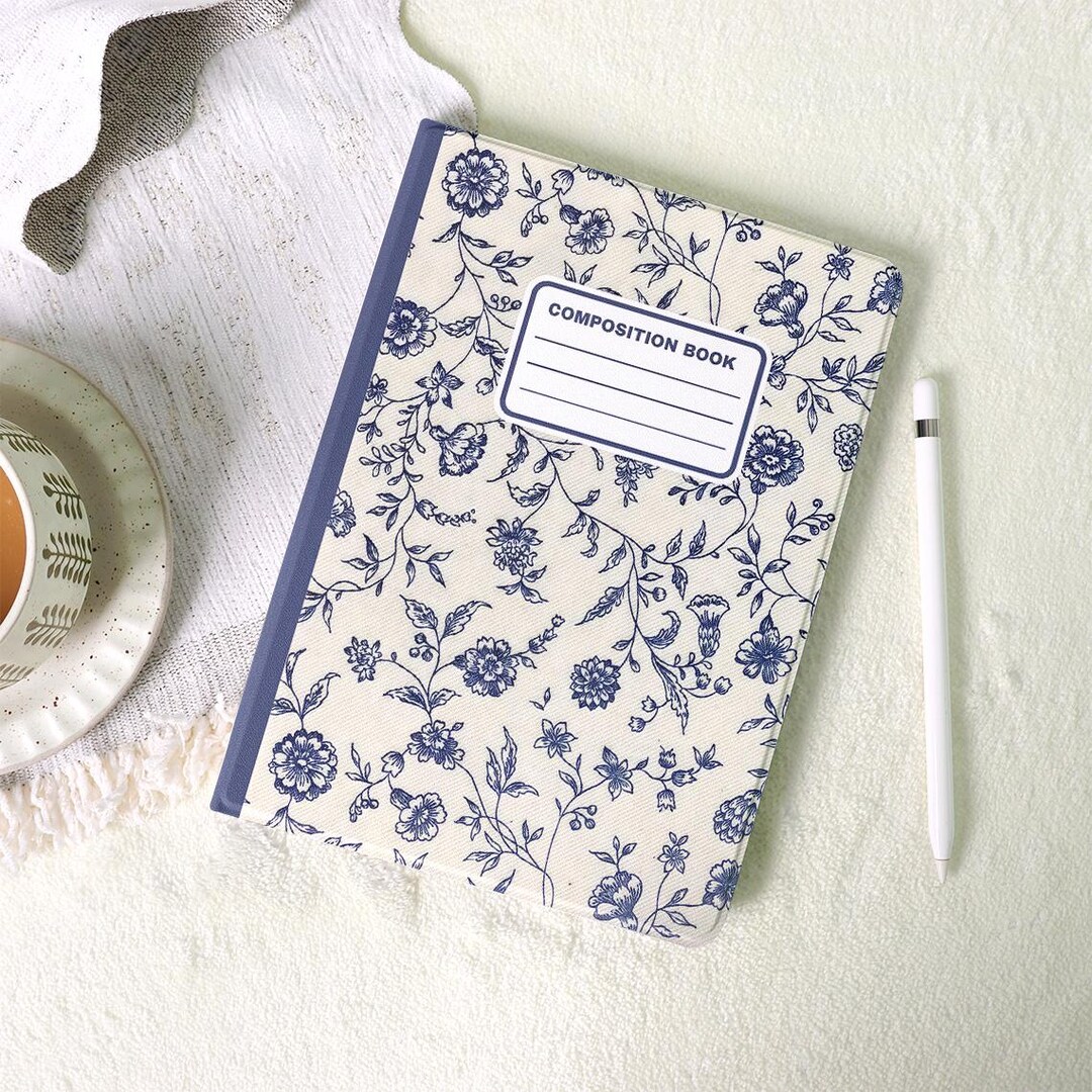 Composition Book Floral Custom iPad Case With Pencil Holder for 2025 ...