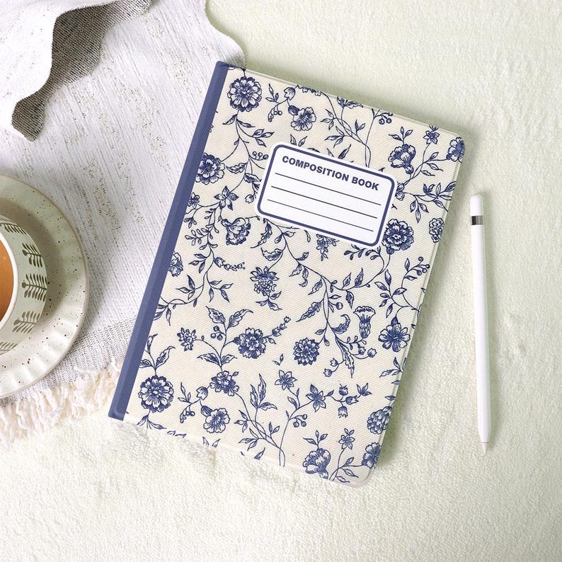 Composition Book Floral Custom iPad Case With Pencil Holder for 2025 ...