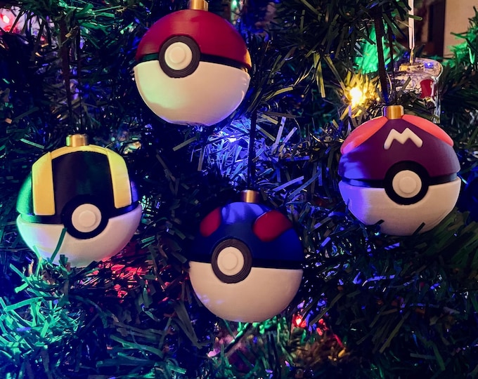 4-pack Poke Ornaments - Christmas Collectibles, 3D Printed, Gift for ...