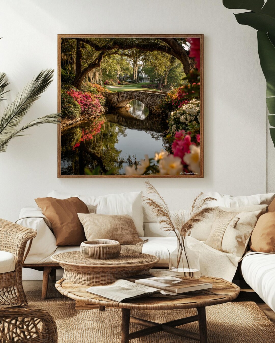 Magnolia Golf Bridge Art Print: Spring Azaleas, Historic Course ...