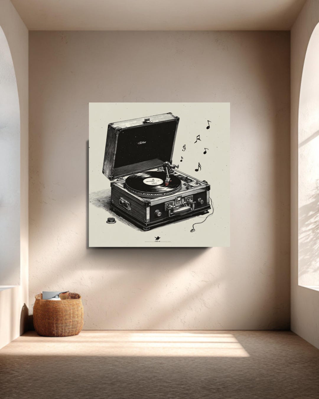 Minimalist Record Player Line Art Print: Black & White Music Poster - Etsy