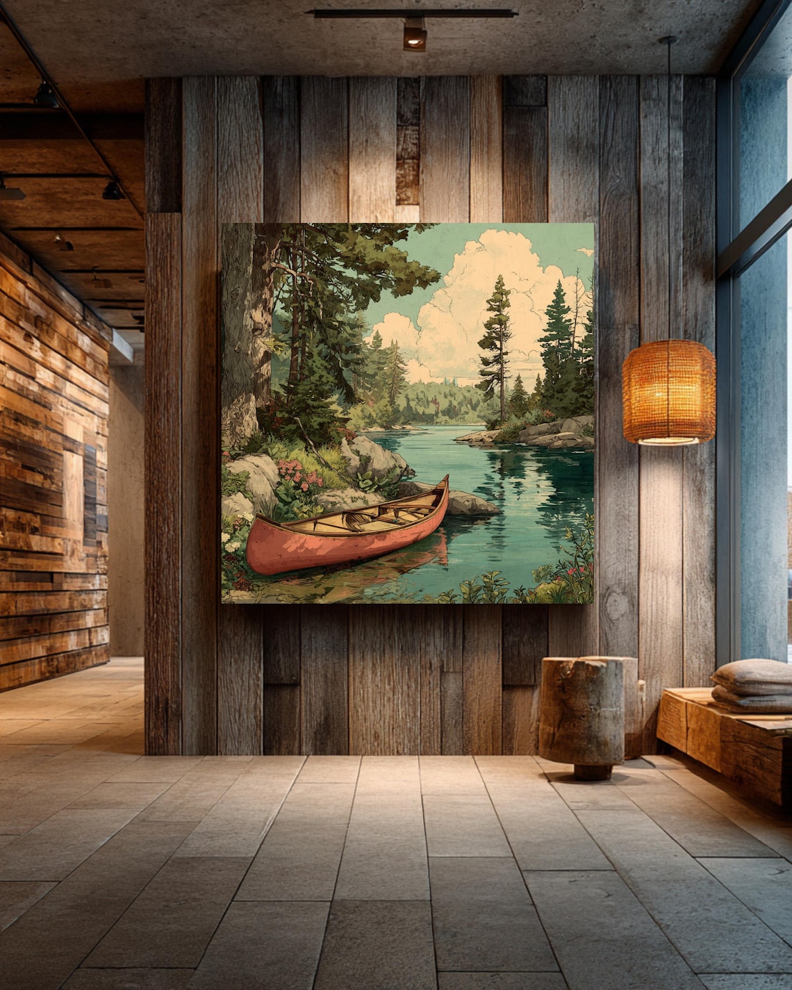 Vintage Canoe by the Lake Art Print | Cottagecore Wall Decor | Rustic ...