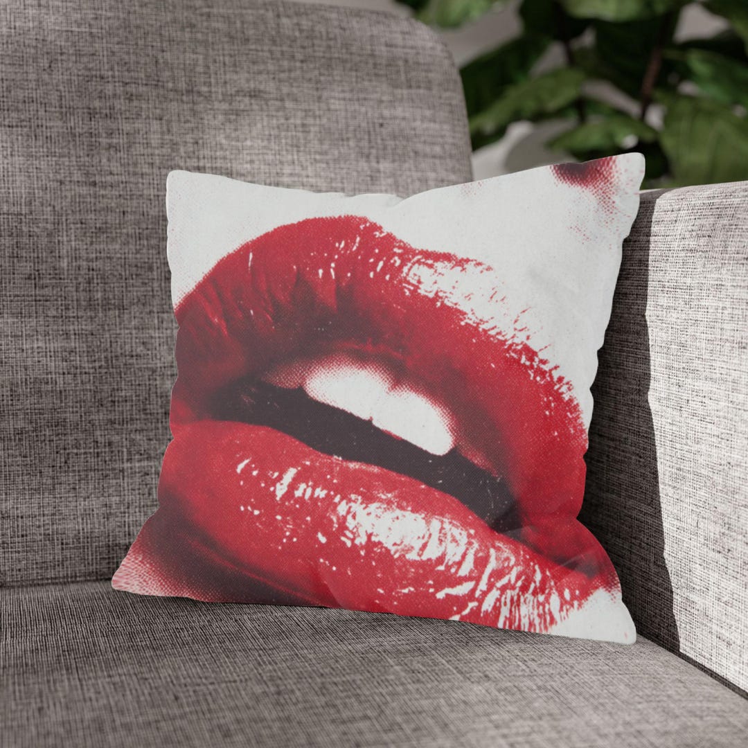 Minimalist Lips Ink Stamp Art: Red & White Monochrome Print - Etsy