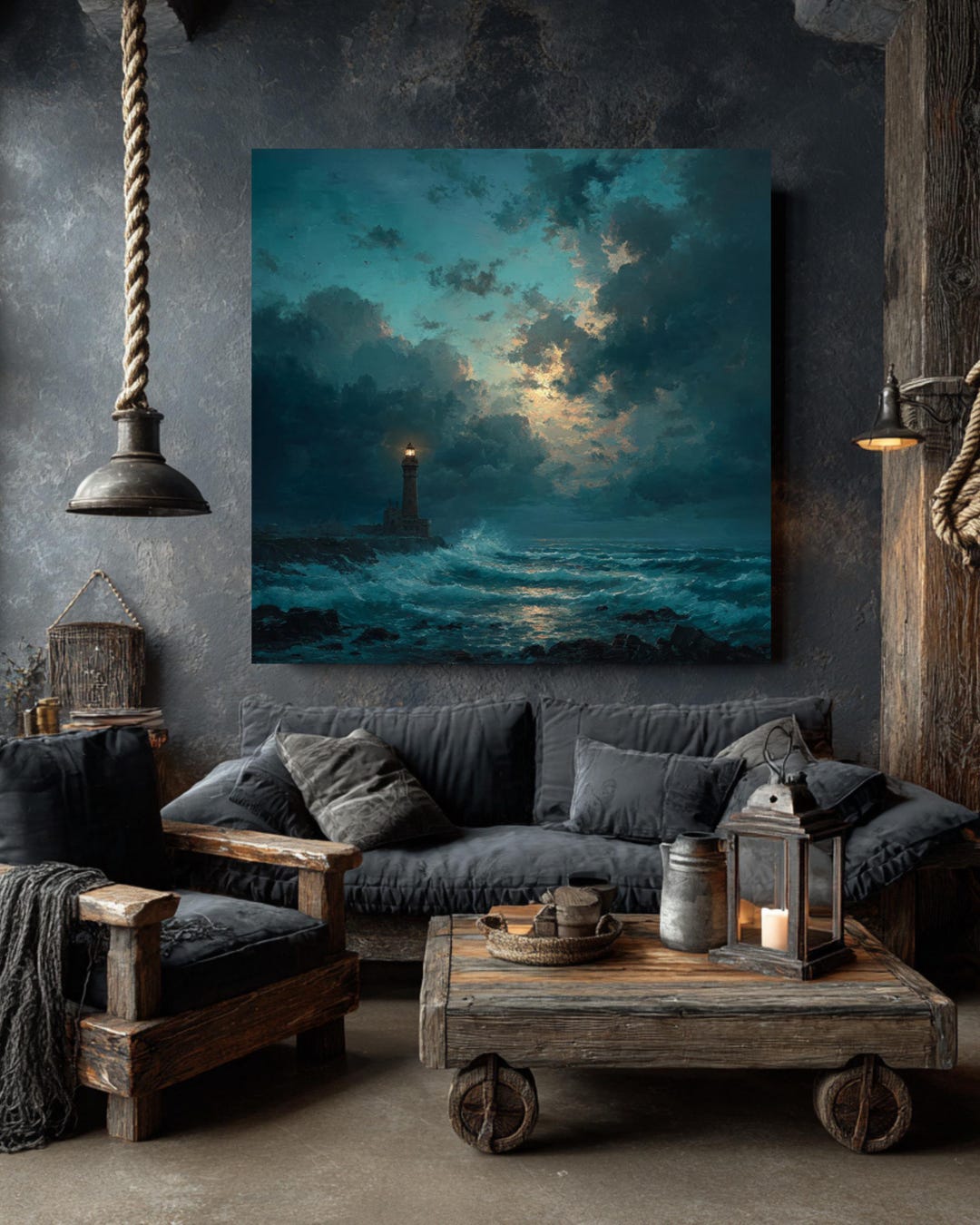 Stormy Sea Lighthouse Art: Constable Style Seascape Painting - Etsy