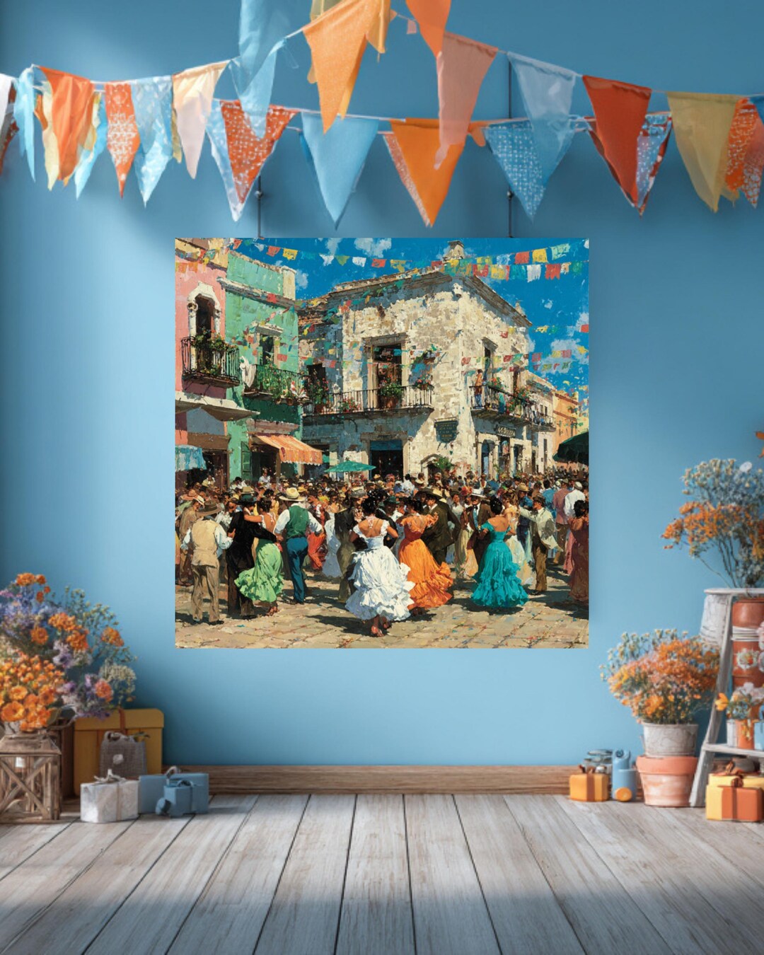 Fiesta Del Chico Poster: Vibrant Mexican Dance Scene Canvas Art - Etsy