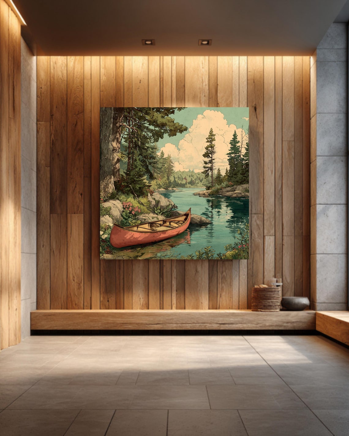 Vintage Canoe by the Lake Art Print | Cottagecore Wall Decor | Rustic ...