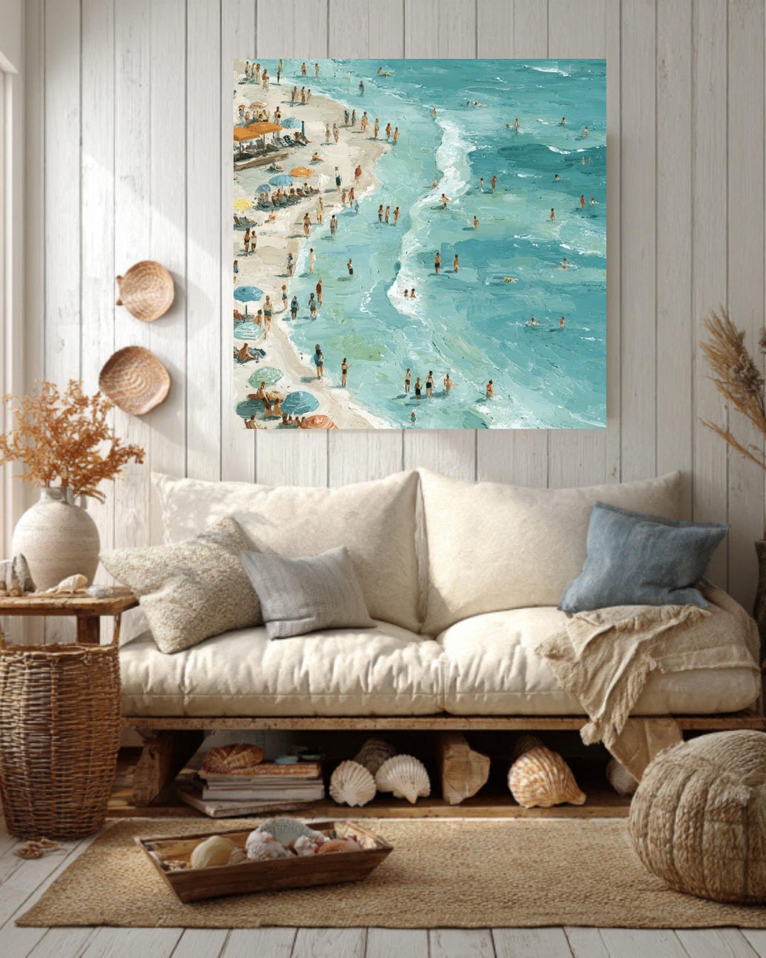 Isabelle Arsenault Style Beach Swimming Print: Coastal Wall Art - Etsy
