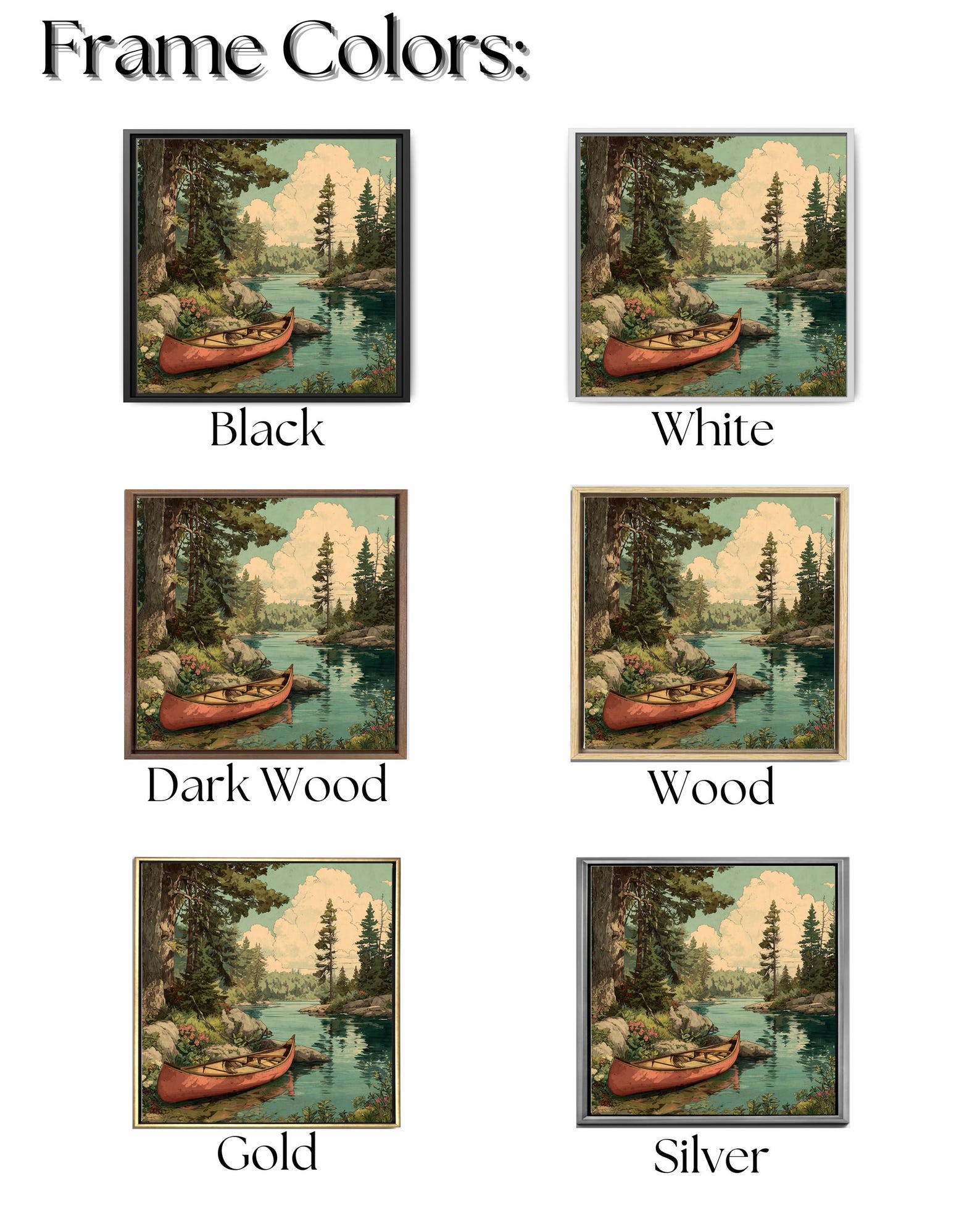 Vintage Canoe by the Lake Art Print | Cottagecore Wall Decor | Rustic ...