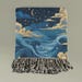 Indigo Starry Sky Woven Blanket – Gold Foil Embroidery, Celestial Throw ...