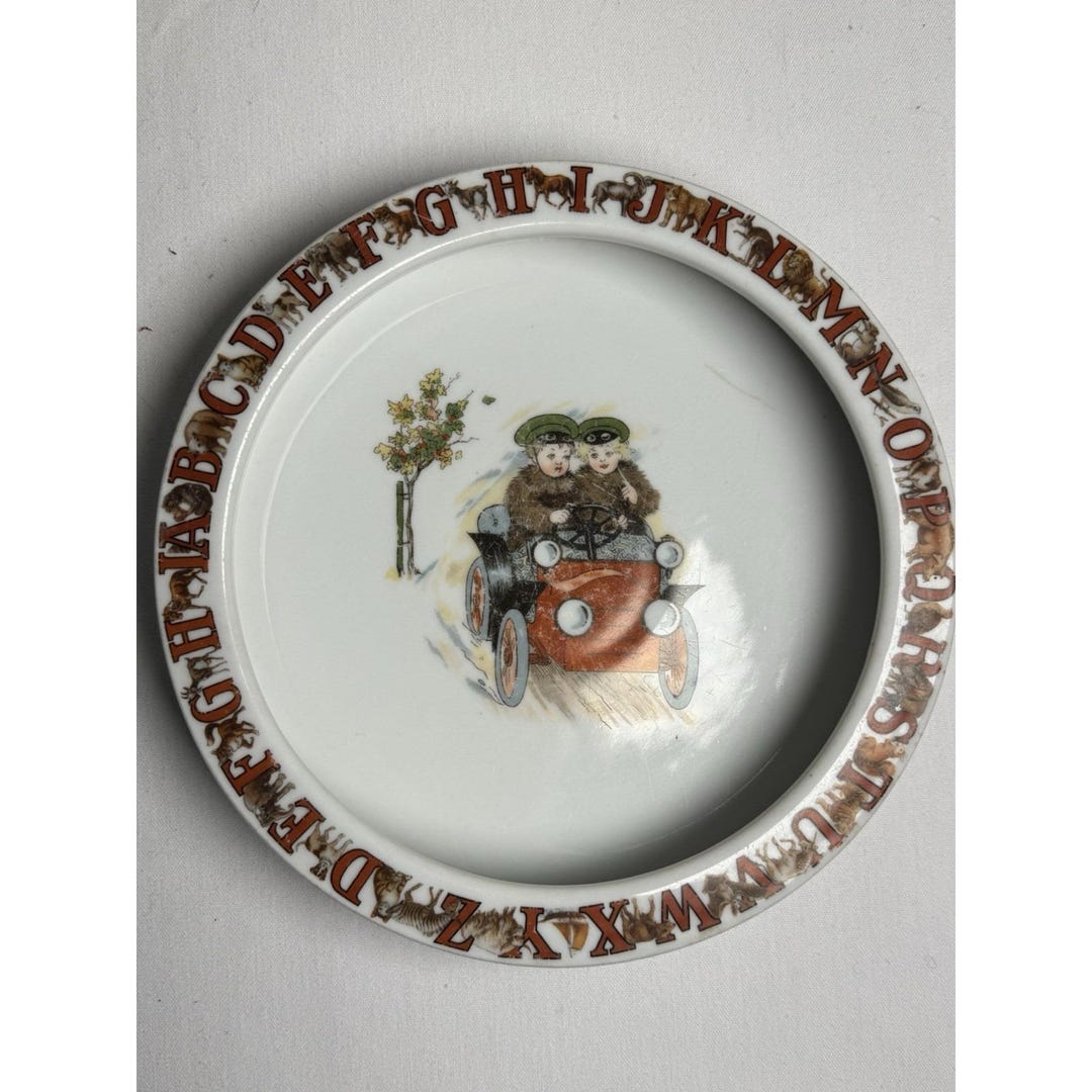 Vintage Antique German Porcelain Alphabet Child Dish Bowl Triple Crown ...