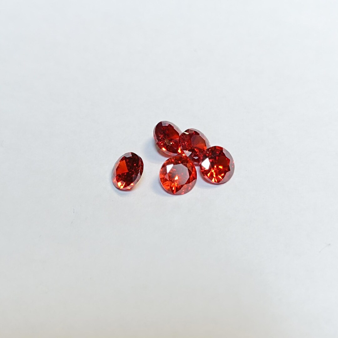 Red Garnet Gemstones, Round Brilliant Cut, Loose Stone, 5 Pcs - Etsy