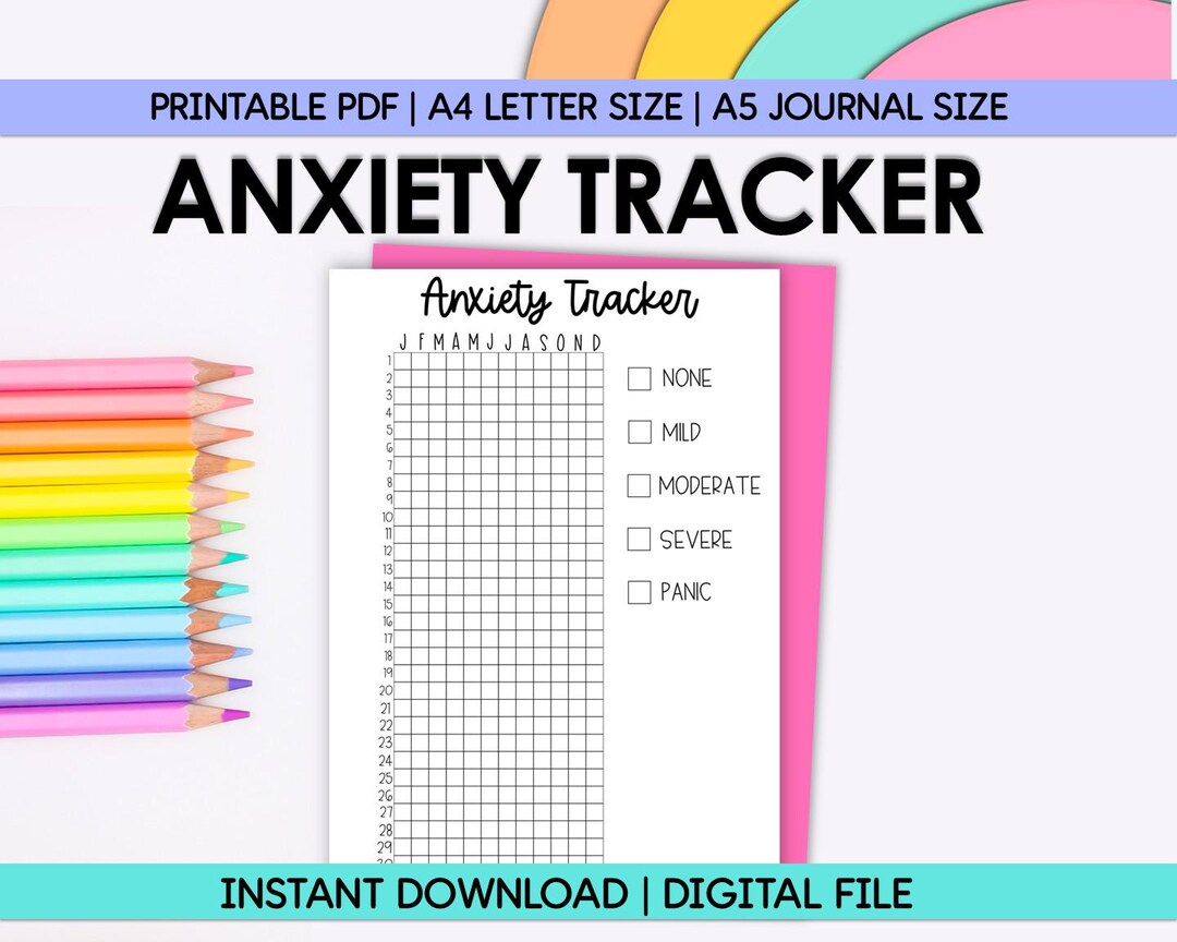 Anxiety Tracker Printable, Bullet Journal Anxiety Log, Anxiety Symptom ...