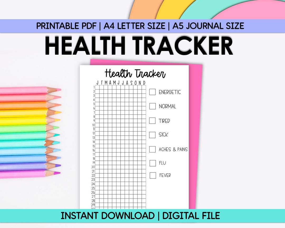 Health Tracker Printable, Bullet Journal Wellness Log, Daily Health ...