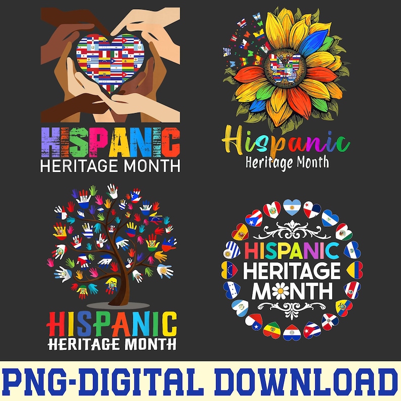 National Hispanic Heritage Month Bundle Png, Country Flag Tree Roots ...