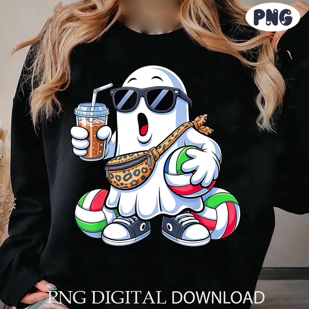 Halloween Sport Cute Ghost Png, Ghost Volleyball, Sports Boo, Spooky ...