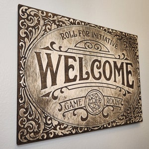 Welcome, Game Room, Roll for Initiative Wood Sign - Etsy