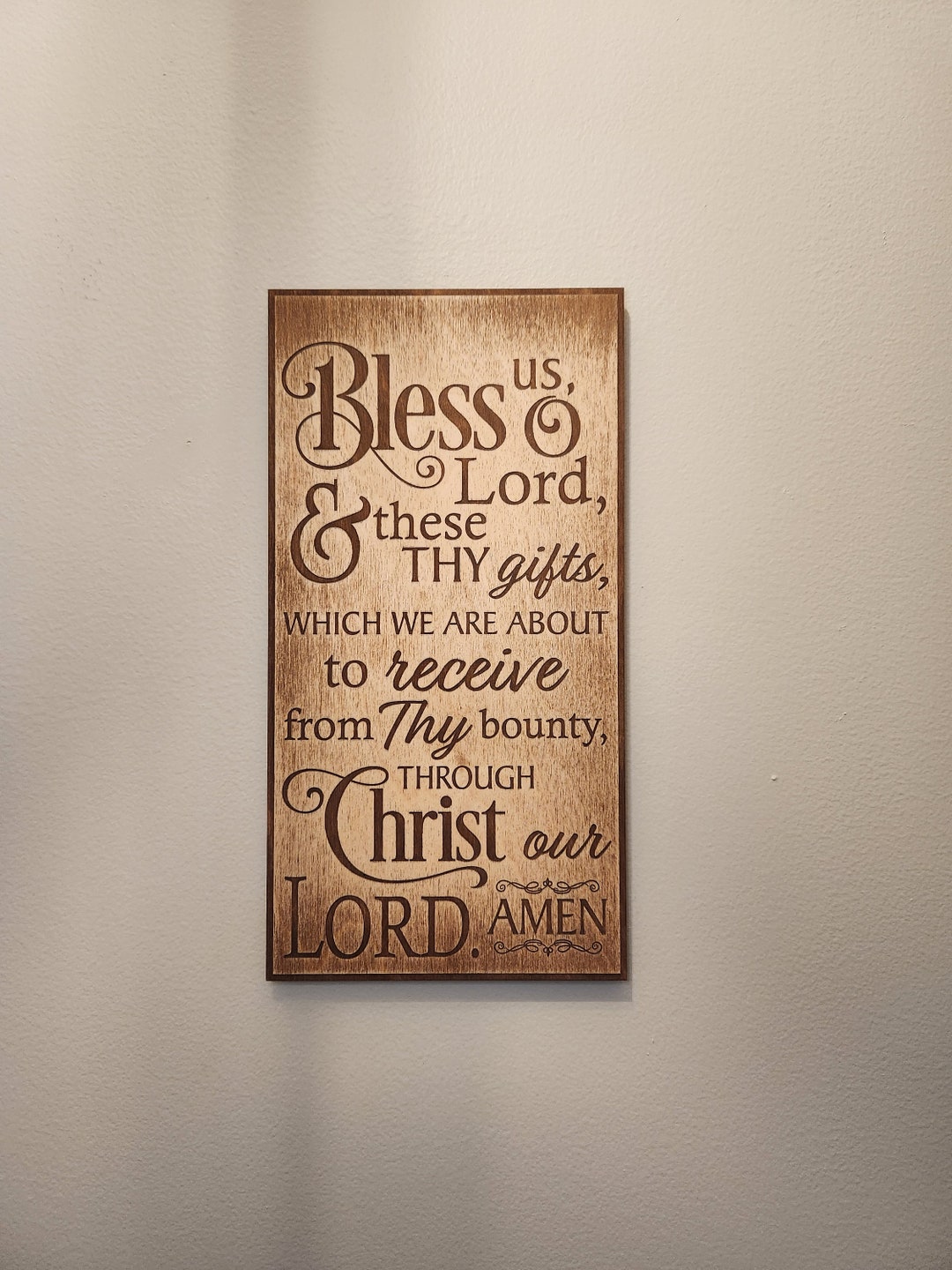 Meal Blessing Wood Sign - Catholic Kitchen Prayer Decor - Handcrafted ...