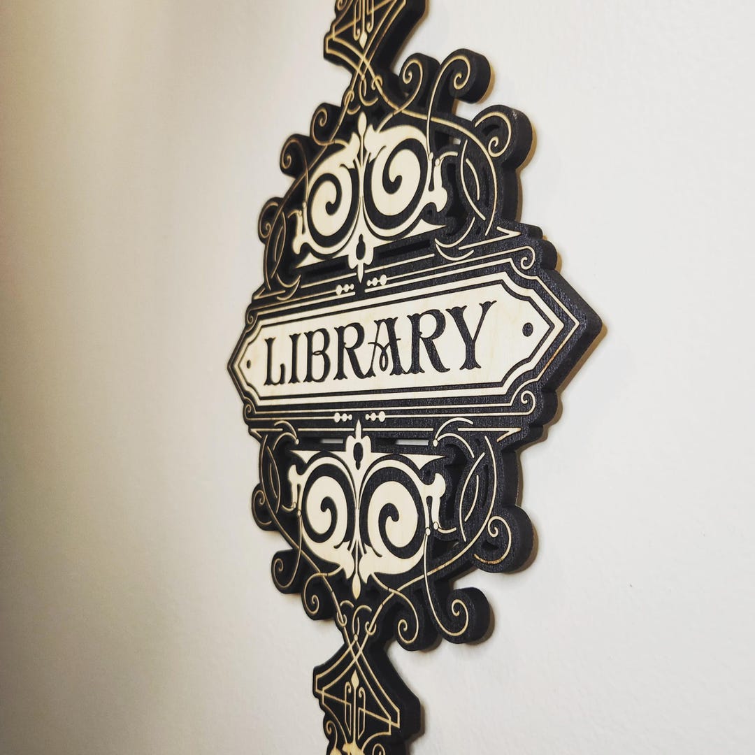 Library Fancy Sign, Customized With Any Text - Etsy